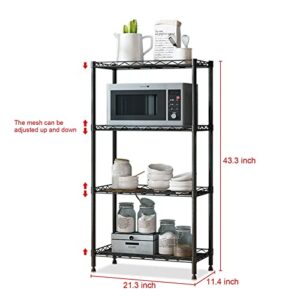 SsngygHme 4 Tier Storage Shelf Wire Shelving Unit Storage Rack Metal for Kitchen Organization, with Leveling Feet, Black (4 Tier)