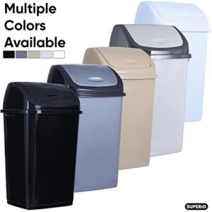 Superio Swing Top Trash Can, Waste Bin for Home, Kitchen, Office, Bedroom, Bathroom, Ideal for Large or Small Spaces - Beige (3 Pack- 4.5 Gal, 9 Gal, 13 Gal)