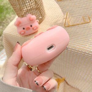 TOU-BEGUIN Cute Shy Bowknot Pig Animals Design Wireless Earphone Case Compatible with Airpods Pro, Soft Silicone Shockproof Skin, Kids Boys Girls Creative Earphone Protector