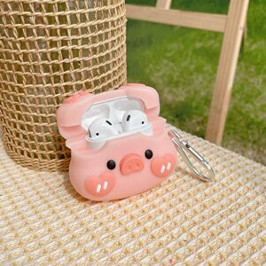 TOU-BEGUIN Cute Shy Bowknot Pig Animals Design Wireless Earphone Case Compatible with Airpods Pro, Soft Silicone Shockproof Skin, Kids Boys Girls Creative Earphone Protector