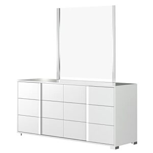 kansole roma glossy dresser & mirror, white