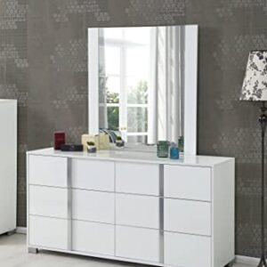 KANSOLE Roma Glossy Dresser & Mirror, White