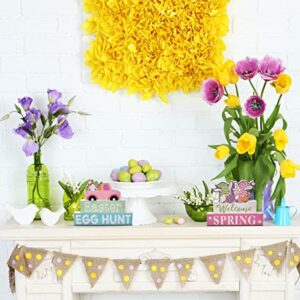 3 Easter Wooden Table Decorations Centerpieces Blocks Spring Bunny Truck Gnome Egg Hunt Tiered Tray & Table Top Sign Decor for Office Dining Room Mantle Home Wood Rustic Farmhouse Party Supplies