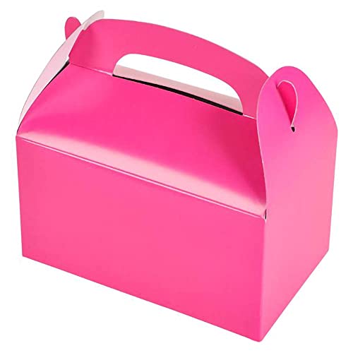 The Dreidel Company Gable Treat Boxes, Party Favors, 6.25" x 3.5" x 3.5" Inch Box, Pack of 25 (Pink)