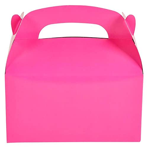 The Dreidel Company Gable Treat Boxes, Party Favors, 6.25" x 3.5" x 3.5" Inch Box, Pack of 25 (Pink)