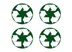 vinyl round recycle sticker green recycle bin decal stickers 3" 4 pack trash can indoor outdoor home office