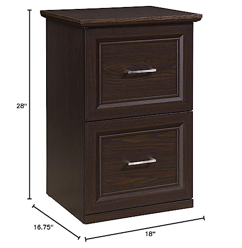 OSP Home Furnishings Jefferson 2-Drawer File Cabinet with Euro-Style Drawer Glides and Lockdowel Fastening System, Vertical, Espresso