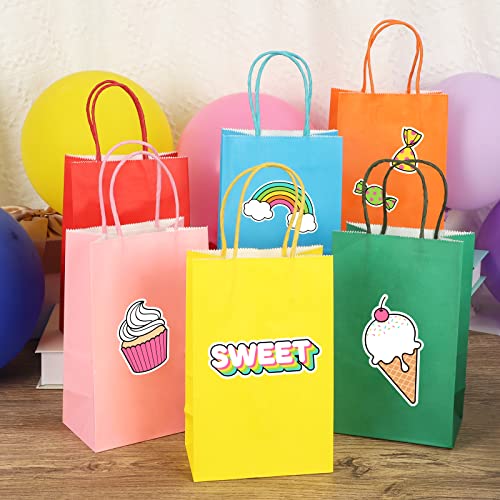 TOMNK 40pcs Paper Party Favor Bags with Handles Bulk 10 Colors Wrapped Treat Gift Craft Bags for Christmas Day, Baby's Birthday, Wedding, Party Supplies