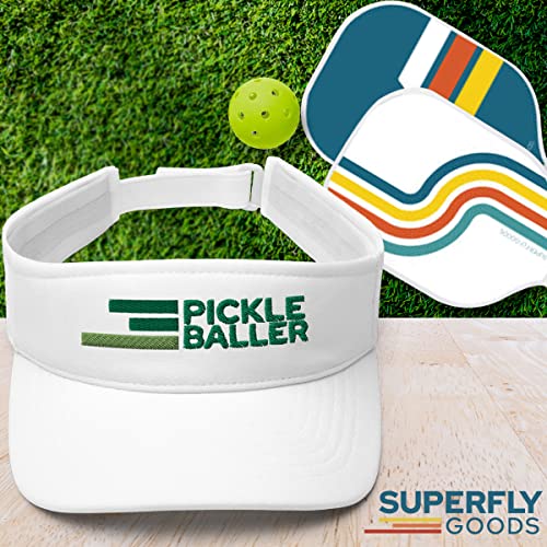 Pickle Baller Retro Pickleball Visor Fun Pickle Ball Gift Pickleball Accessory Men's and Women's Pickleball Accessories (White)