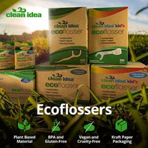 Clean Idea EcoFlosser - Individually Packaged - 180 Picks - Floss Pick - Dental Floss Picks - Plant Based - Floss Stick