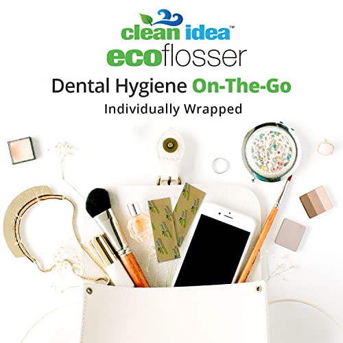 Clean Idea EcoFlosser - Individually Packaged - 180 Picks - Floss Pick - Dental Floss Picks - Plant Based - Floss Stick