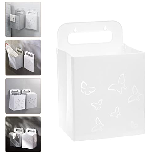 Zerodeko Plastic Laundry Baskets Laundry Basket Foldable Clothes Storage Basket Laundry Cloth Hamper Sorter Wall Hanging Plastic Laundry Baskets for Home Bedroom White