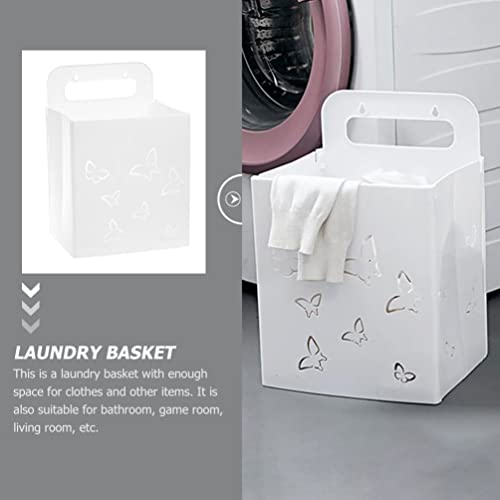 Zerodeko Plastic Laundry Baskets Laundry Basket Foldable Clothes Storage Basket Laundry Cloth Hamper Sorter Wall Hanging Plastic Laundry Baskets for Home Bedroom White