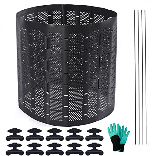 Compost Bin, Outdoor Composter Bin - 220 Gallon, Easy Assembling, Large Capacity, Fast Creation of Fertile Soil (Black with Gloves)