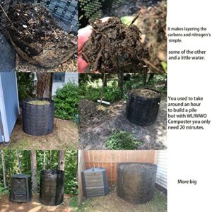 Compost Bin, Outdoor Composter Bin - 220 Gallon, Easy Assembling, Large Capacity, Fast Creation of Fertile Soil (Black with Gloves)