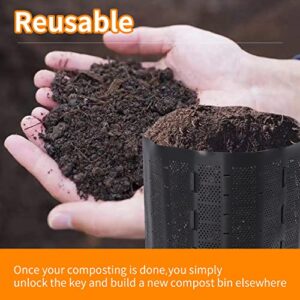 Compost Bin, Outdoor Composter Bin - 220 Gallon, Easy Assembling, Large Capacity, Fast Creation of Fertile Soil (Black with Gloves)