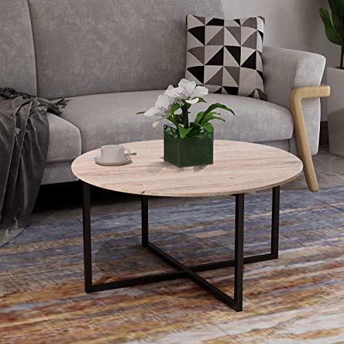 Round Coffee Table Kitchen Dining Table Modern Leisure Tea Table Office Conference Pedestal Desk Computer Study Desk White/Black