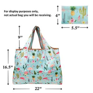 allydrew Large Foldable Tote Nylon Reusable Grocery Bags, 5 Pack, Cats Everywhere