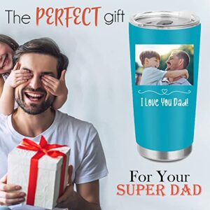 YESCUSTOM Personalized Photo Tumbler with Handle for Dad Mom Families, Double Side Print Stainless Steel Travel Mug Insulated, Custom Image & Text on Coffee Cup, Birthday Father's Day Christmas Gift