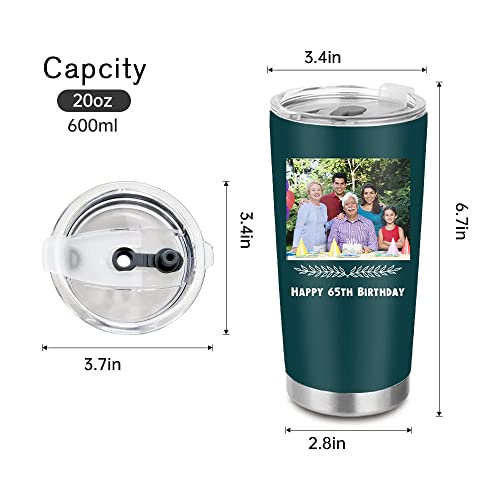 YESCUSTOM Personalized Photo Tumbler with Handle for Dad Mom Families, Double Side Print Stainless Steel Travel Mug Insulated, Custom Image & Text on Coffee Cup, Birthday Father's Day Christmas Gift