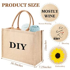 Shappy 10 Pieces Jute Burlap Tote Bags Reusable Burlap Shopping Bags with Handles Blank Totes for Women Shopping Market Grocery Beach Trip DIY Bags，16.5 x 7.25 x 13 Inches, Khaki