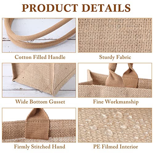 Shappy 10 Pieces Jute Burlap Tote Bags Reusable Burlap Shopping Bags with Handles Blank Totes for Women Shopping Market Grocery Beach Trip DIY Bags，16.5 x 7.25 x 13 Inches, Khaki