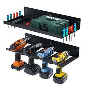 wuiviut power tool organizer and storage for garage organization, strong garage organizers and storage, metal shelves for storage electric drill, tool, screw, battery