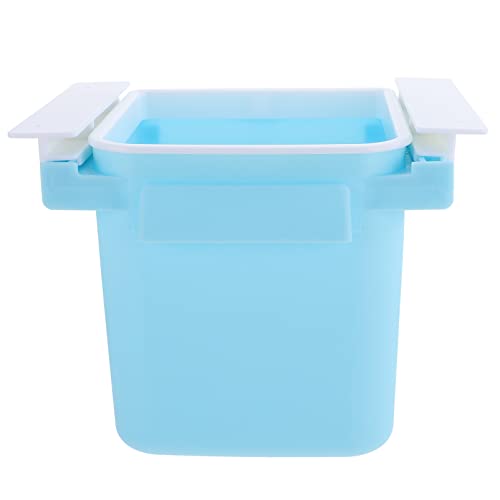 Operitacx Under Desk Drawer Trash Can Sliding Pull- Out Waste Containers Garbage Can Trash Recycling Bins for Kitchen Cabinets Office Desks Sky- Blue