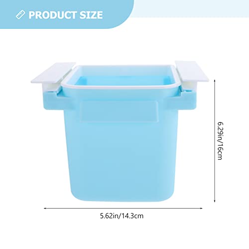 Operitacx Under Desk Drawer Trash Can Sliding Pull- Out Waste Containers Garbage Can Trash Recycling Bins for Kitchen Cabinets Office Desks Sky- Blue