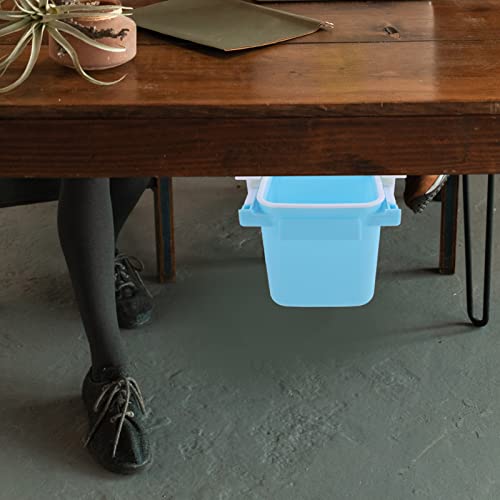 Operitacx Under Desk Drawer Trash Can Sliding Pull- Out Waste Containers Garbage Can Trash Recycling Bins for Kitchen Cabinets Office Desks Sky- Blue