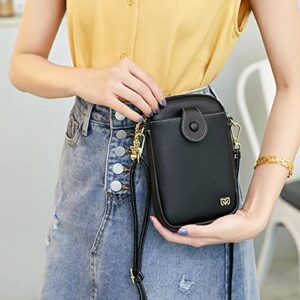 Womens Touch Screen Phone Bag,Small Crossbody Cell Phone Bag Purse Wallet with Credit Card Slots,Touch Screen Mobile Phone Bag for iPhone丨Samsung Black