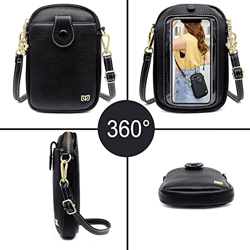 Womens Touch Screen Phone Bag,Small Crossbody Cell Phone Bag Purse Wallet with Credit Card Slots,Touch Screen Mobile Phone Bag for iPhone丨Samsung Black