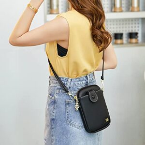 Womens Touch Screen Phone Bag,Small Crossbody Cell Phone Bag Purse Wallet with Credit Card Slots,Touch Screen Mobile Phone Bag for iPhone丨Samsung Black