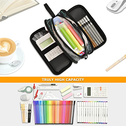 Soccer Ball Through Glass Large Pencil Case 3 Compartment Pen Bag Pouch Holder Box for College School Portable Stationery Storage Bag for Girls Boys