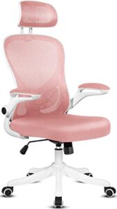 misolant office chair, ergonomic desk chair, computer chair, mesh office chair, office chair with adjustable lumbar support and headrest, executive office chair pink, desk chair with flip-up armrest