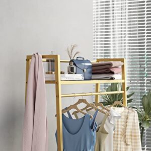 Gold Clothing Rack Modern Clothes Rack with 2- tier Shelf Clothes Display Racks for Bedroom, Boutique, Cloth Store Metal Pipe Hanging Rack-gold