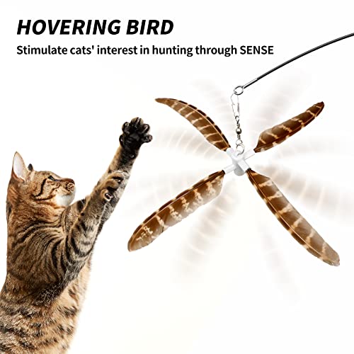 uahpet Cat Wand Toy Refills Natural Feathers Replacement Teasers, 4Pcs Different Senses Replacement Teasers Arouse Cat Desire to Hunt