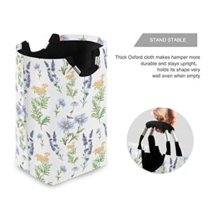 Kigai Pretty Lavender Large Laundry Basket, Collapsible Laundry Bag, Foldable Laundry Hamper, Toy Storage Basket