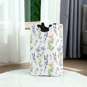 Kigai Pretty Lavender Large Laundry Basket, Collapsible Laundry Bag, Foldable Laundry Hamper, Toy Storage Basket