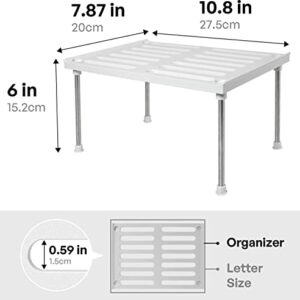 carrotez Kitchen Cabinet Organizer, Cabinet Shelves and Storage, Pantry Storage Shelf Organizer, Kitchen Counter Shelf, Cupboard, Under Sink, Stackable, Expandable, Set of 2, White