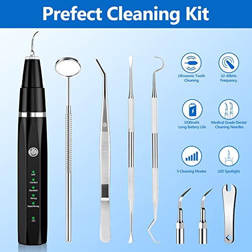 Ni-SHEN Dog Plaque Remover for Teeth，Pet Ultrasonic Tooth Cleaner Toothbrush，Teeth Cleaning Kit -Tartar Remover for Teeth Stains for Dogs and Cats (Black)