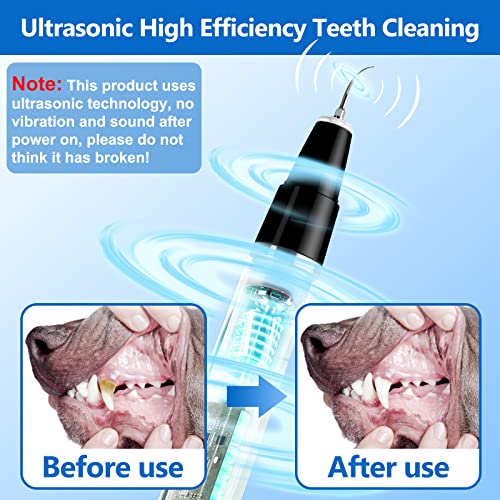 Ni-SHEN Dog Plaque Remover for Teeth，Pet Ultrasonic Tooth Cleaner Toothbrush，Teeth Cleaning Kit -Tartar Remover for Teeth Stains for Dogs and Cats (Black)