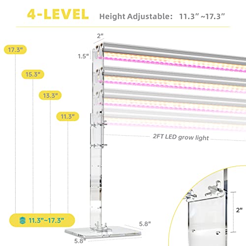 Grow Light with Plant Stand, 2FT T5 Grow Lights for Seed Starting, 30W Full Spectrum Plant Light for Indoor Plants, Height Adjustment, Indoor Garden with LED Grow Light by Bstrip