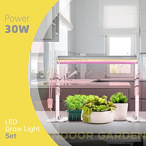 Grow Light with Plant Stand, 2FT T5 Grow Lights for Seed Starting, 30W Full Spectrum Plant Light for Indoor Plants, Height Adjustment, Indoor Garden with LED Grow Light by Bstrip