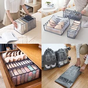 LRIFUE Drawer Organizers for Clothing, Mesh Underwear Drawer Organizer Clothes with Shoe Storage, 4PCS Wardrobe Clothes Organizer Underwear Bra Sock Organizer Halloween Bags for Women