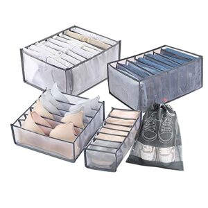 lrifue drawer organizers for clothing, mesh underwear drawer organizer clothes with shoe storage, 4pcs wardrobe clothes organizer underwear bra sock organizer halloween bags for women