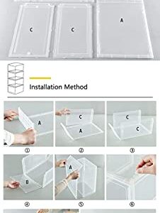 Clear Shoe Box, Set Of 6, Stackable Plastic Acrylic Boxes, Drop Front Shoe Holder Cubby Storage Cube Organizer Containers For Closet Men/women Large High Top 13.4”x 9.8”x 7.2'', Cajas Para Zapatos