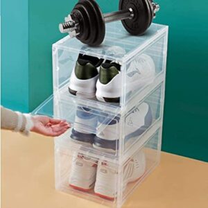 Clear Shoe Box, Set Of 6, Stackable Plastic Acrylic Boxes, Drop Front Shoe Holder Cubby Storage Cube Organizer Containers For Closet Men/women Large High Top 13.4”x 9.8”x 7.2'', Cajas Para Zapatos