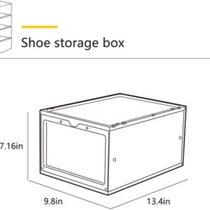 Clear Shoe Box, Set Of 6, Stackable Plastic Acrylic Boxes, Drop Front Shoe Holder Cubby Storage Cube Organizer Containers For Closet Men/women Large High Top 13.4”x 9.8”x 7.2'', Cajas Para Zapatos