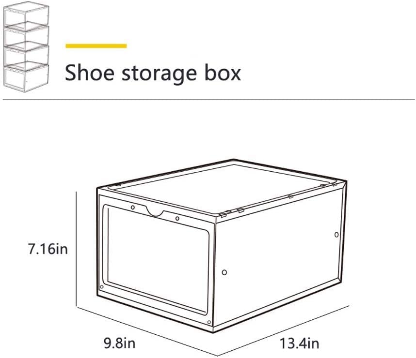 Clear Shoe Box, Set Of 6, Stackable Plastic Acrylic Boxes, Drop Front Shoe Holder Cubby Storage Cube Organizer Containers For Closet Men/women Large High Top 13.4”x 9.8”x 7.2'', Cajas Para Zapatos